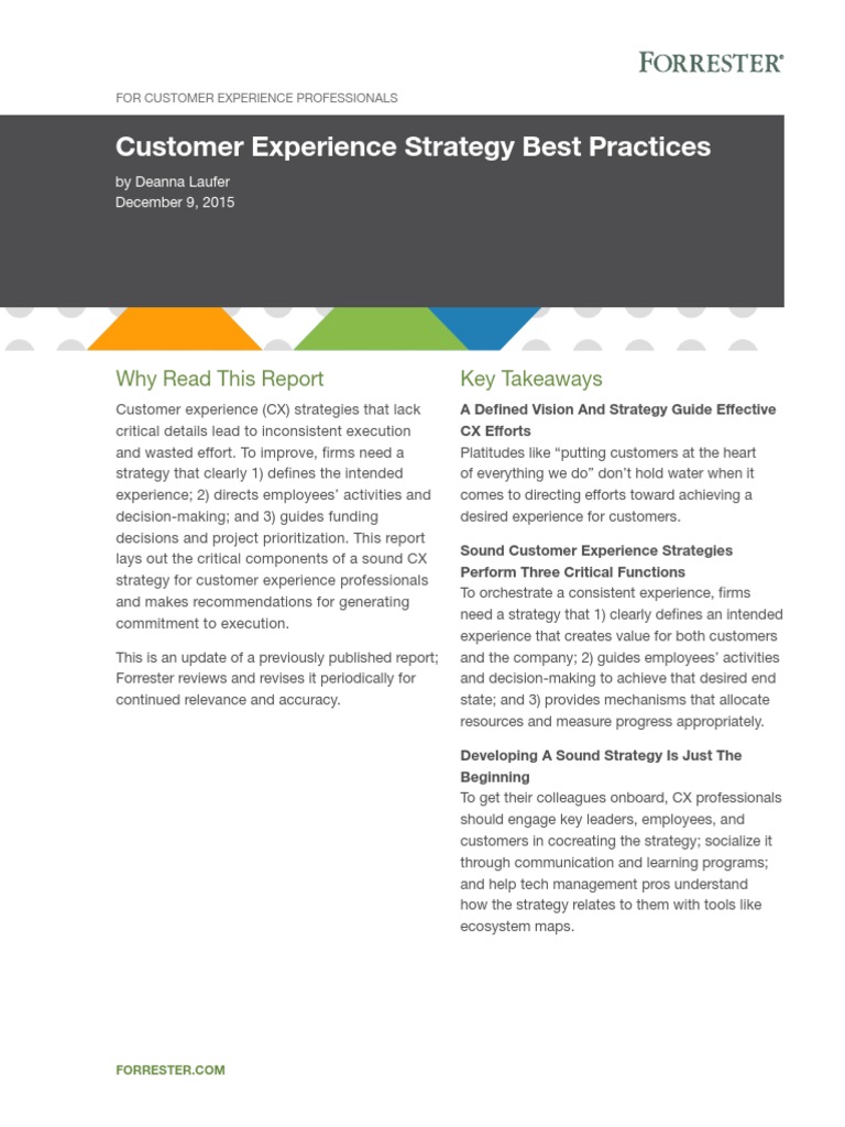 Forrester Report Customer Experience Strategy Best Practices | PDF ...