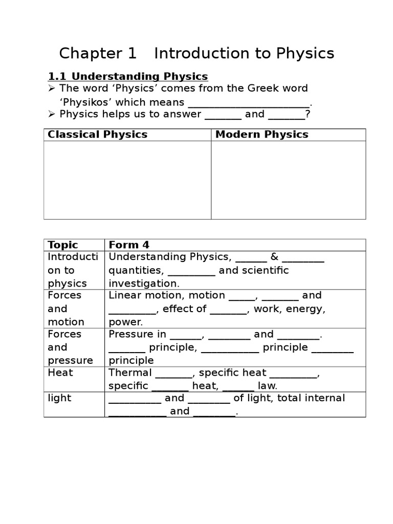 Chapter 1 Introduction To Physics | PDF | Force | Heat