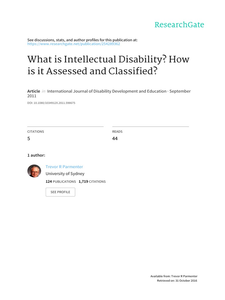 What Is Intellectual Disability Sept 11 | PDF | Intellectual Disability | Intelligence Quotient