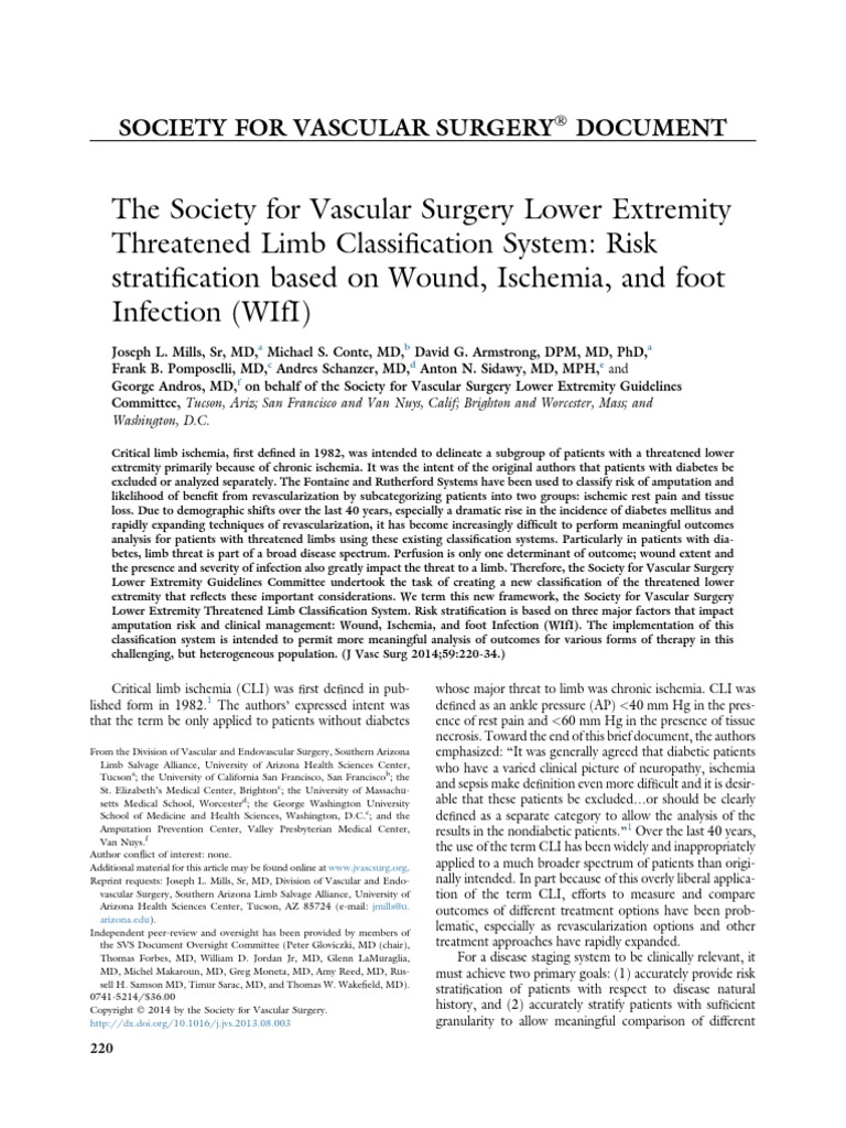 WIFI Score for Diabetes Foot Ulcer | Ischemia | Amputation