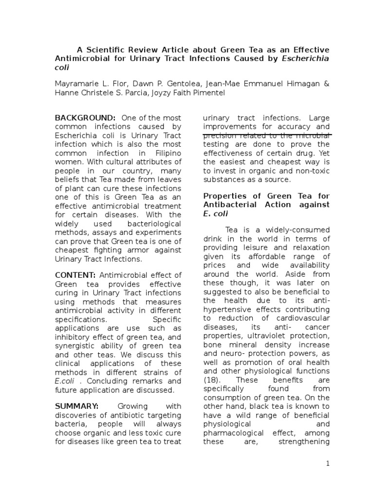 A Scientific Review About Green Tea | PDF | Antibiotics | Antimicrobial