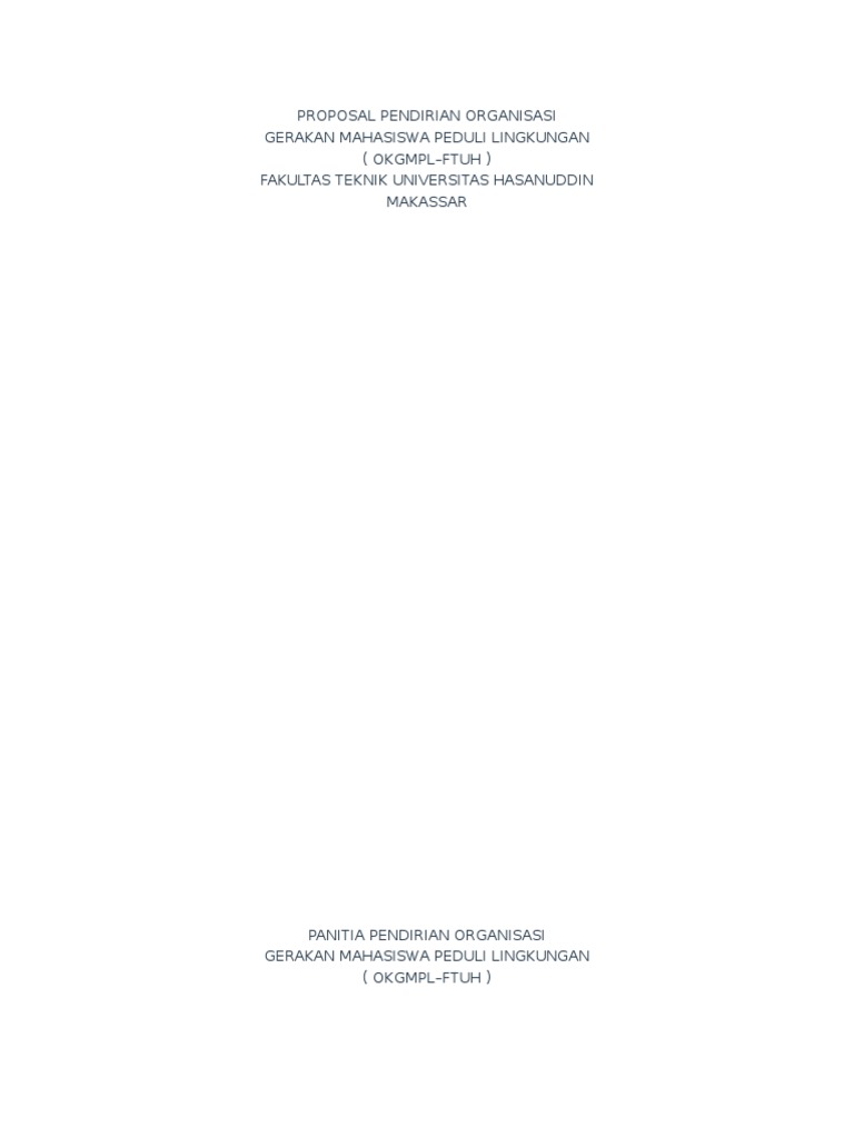 Contoh Proposal Pendirian Organisasi | PDF