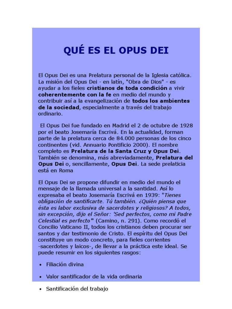 Qué Es El Opus Dei | PDF | obispo | Clero
