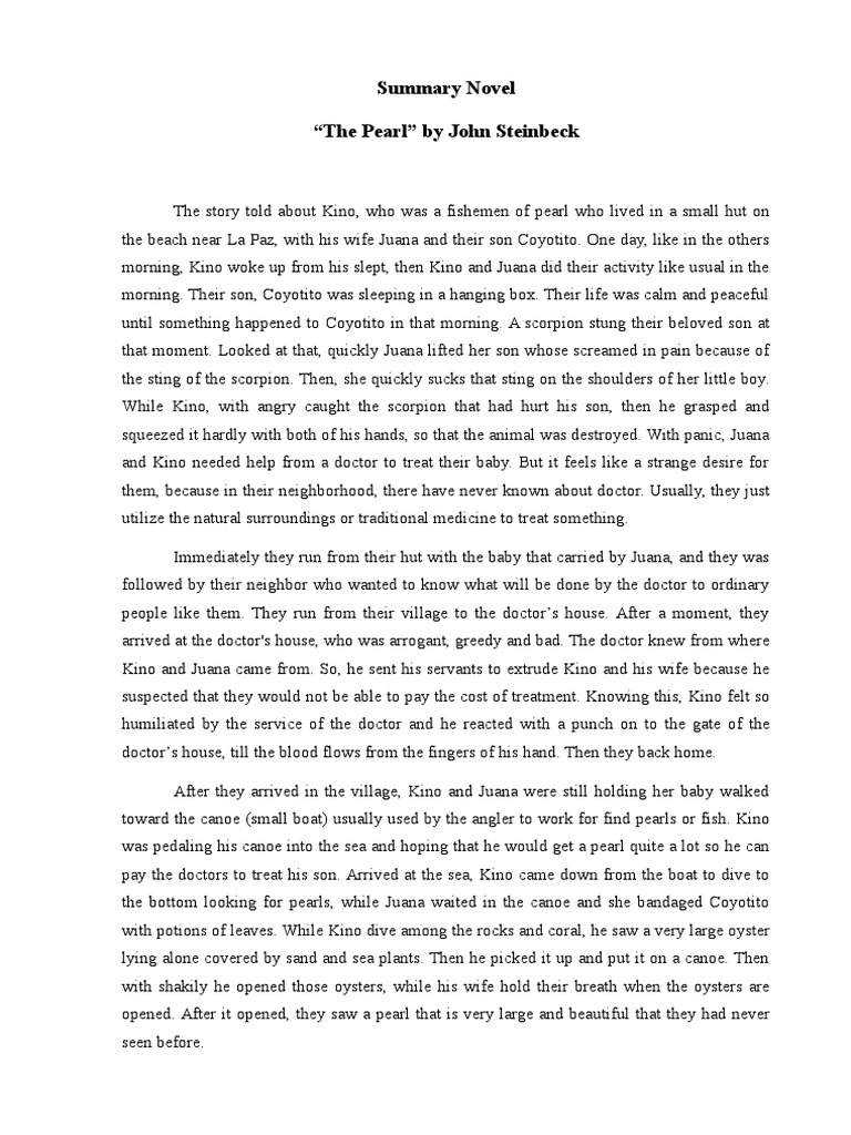 Summary Novel The Pearl | PDF