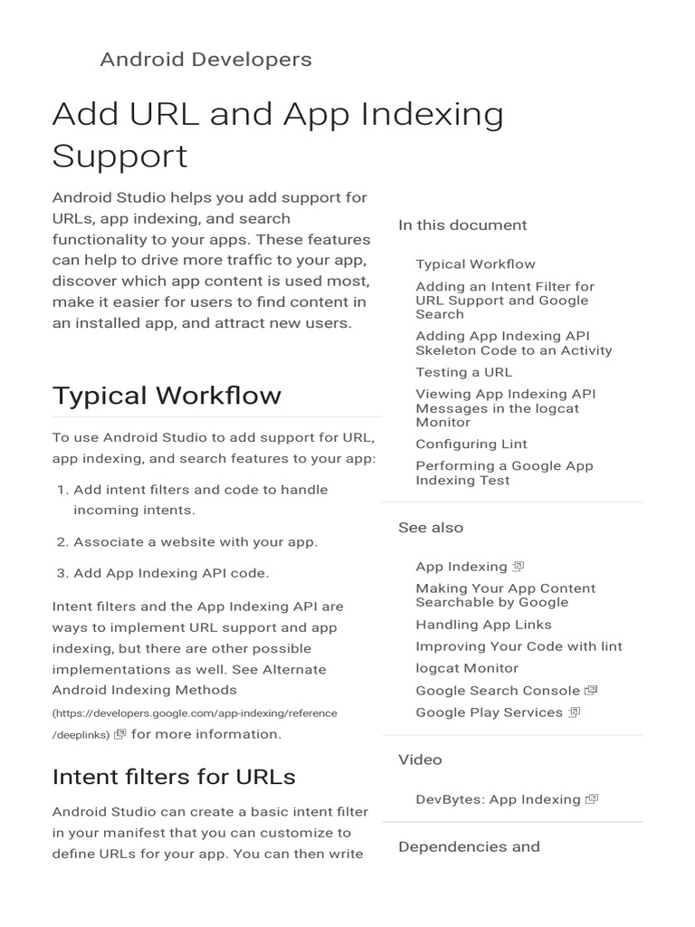 Add URL and App Indexing Support | PDF | Android (Operating System ...