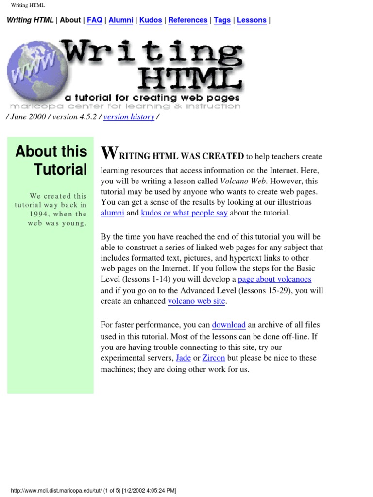 Writing HTML Tutorial | PDF | Html | Html Element