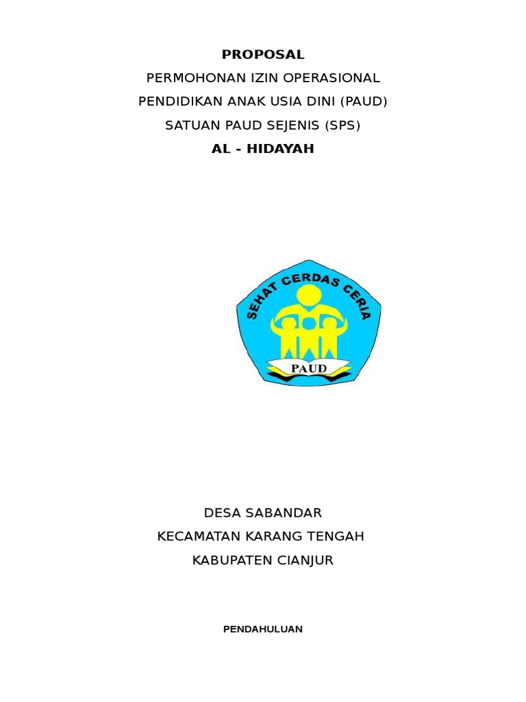Contoh Proposal Ijin Paud | PDF