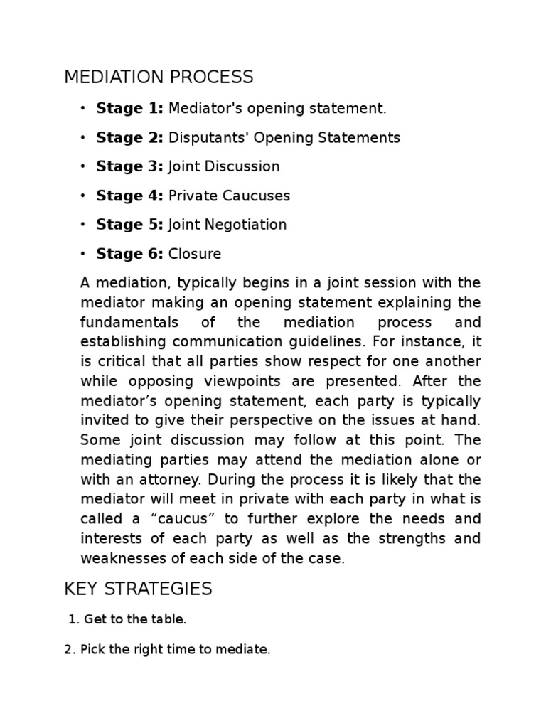 Mediation Process | PDF | Mediation | Negotiation