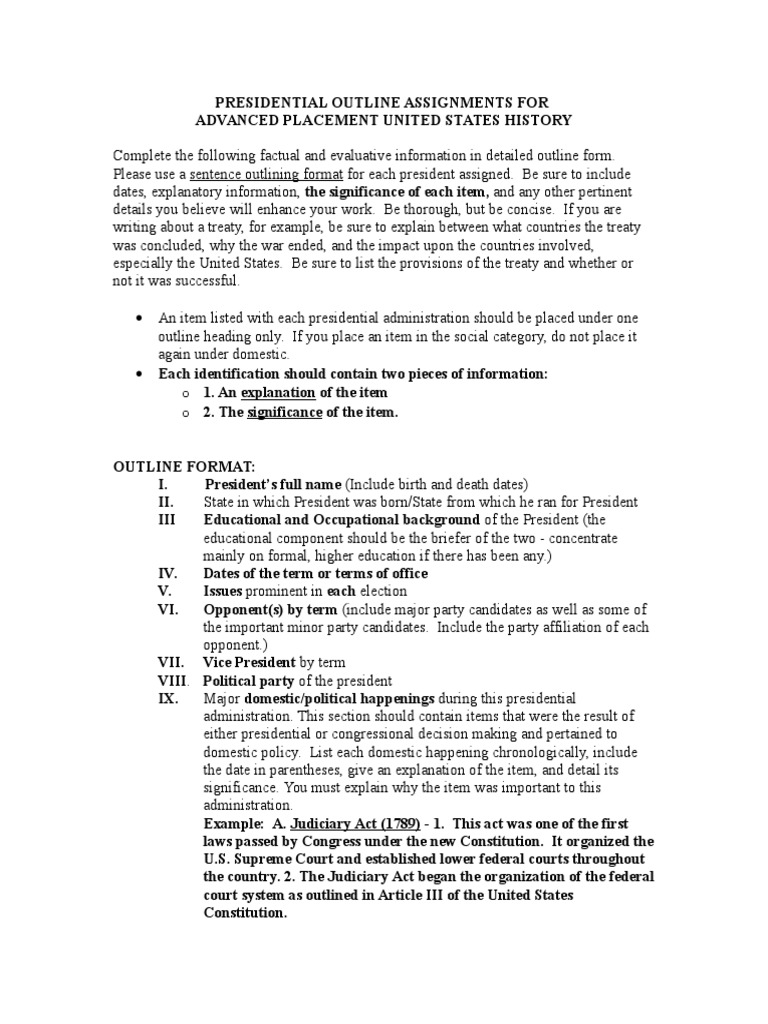 Ap Presidential Outline Assignments | PDF | Gerald Ford | Franklin D ...