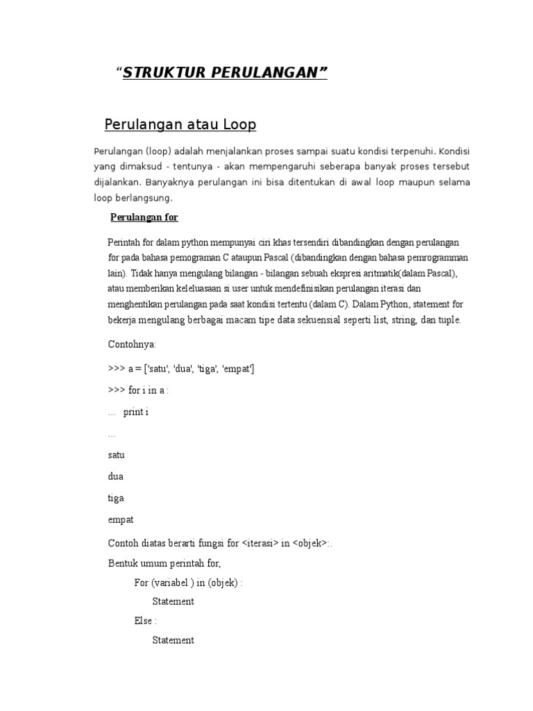 Perulangan Dan Fungsi Python (Minggu 5-6) | PDF