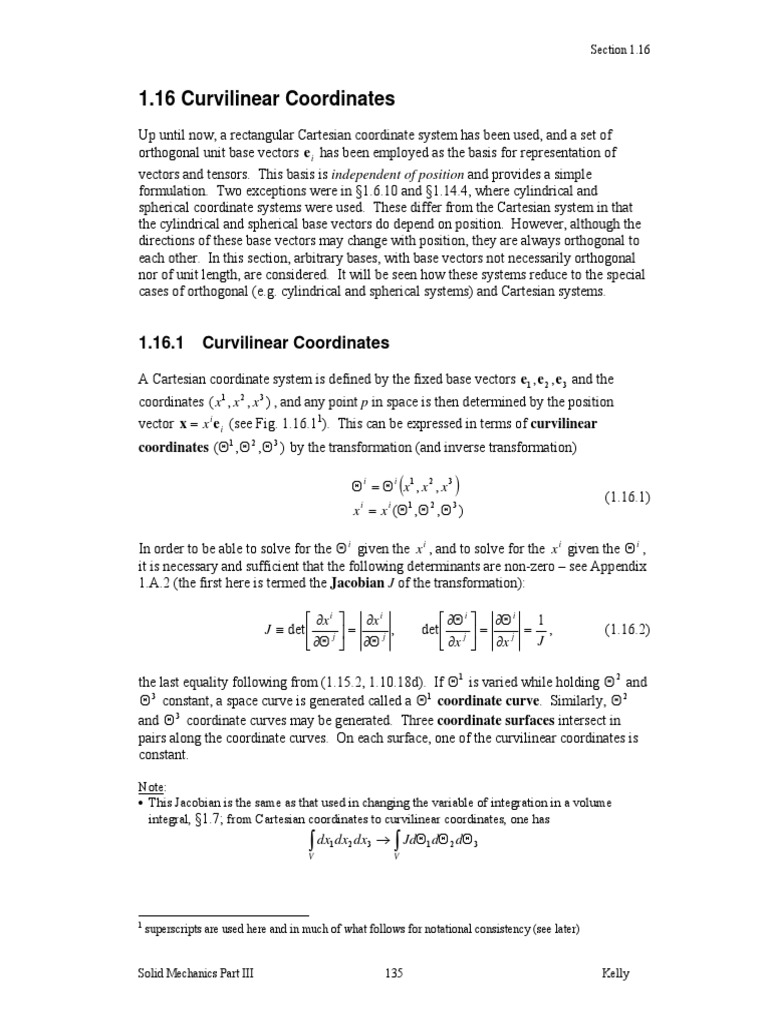 Vectors Tensors 16 Curvilinear Coordinates Pdf Pdf