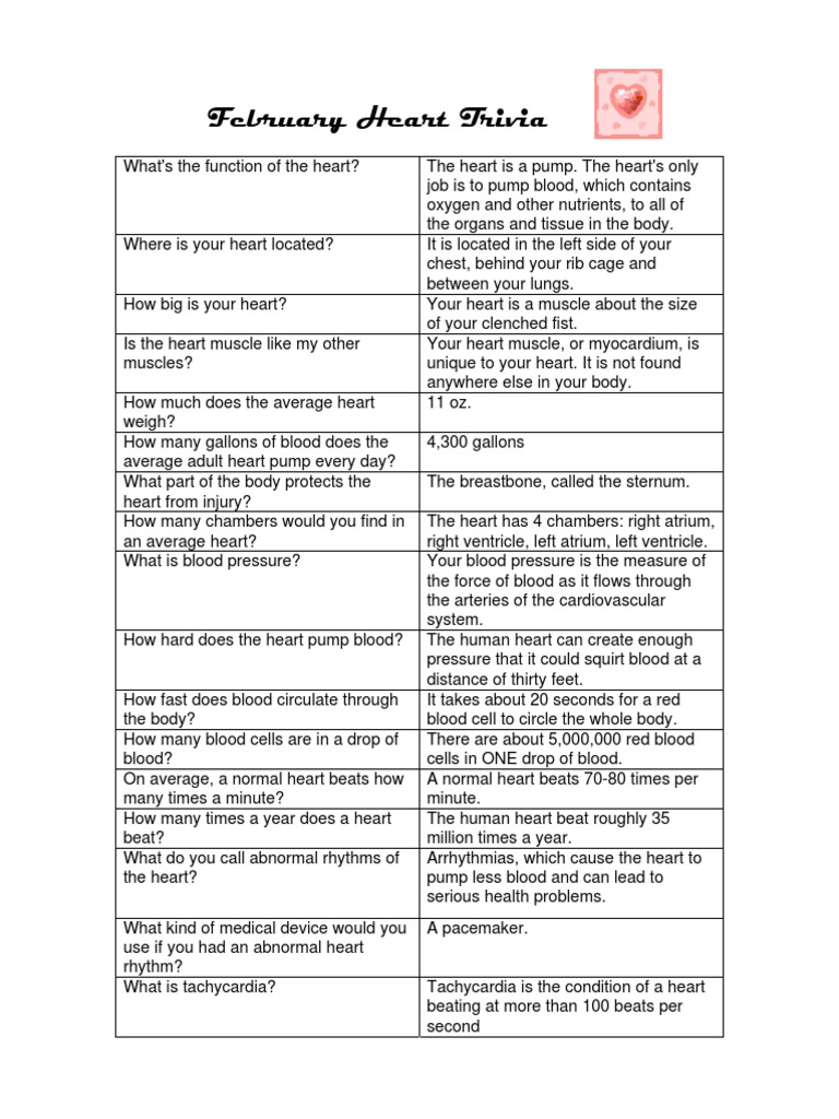Heart Trivia | PDF