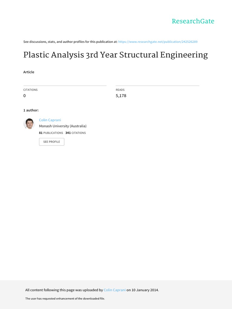 Plastic Analysis in Structural Engineering | PDF | Bending | Yield ...
