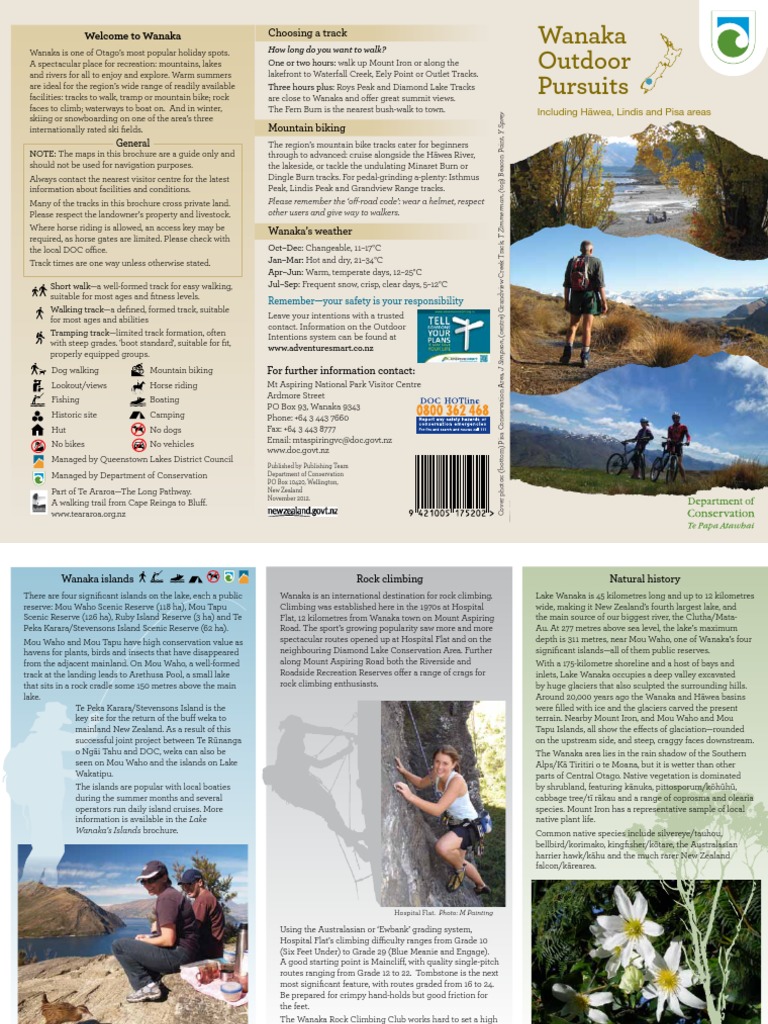 Wanaka Outdoor Pursuits Brochure | Trail | Outdoor Recreation