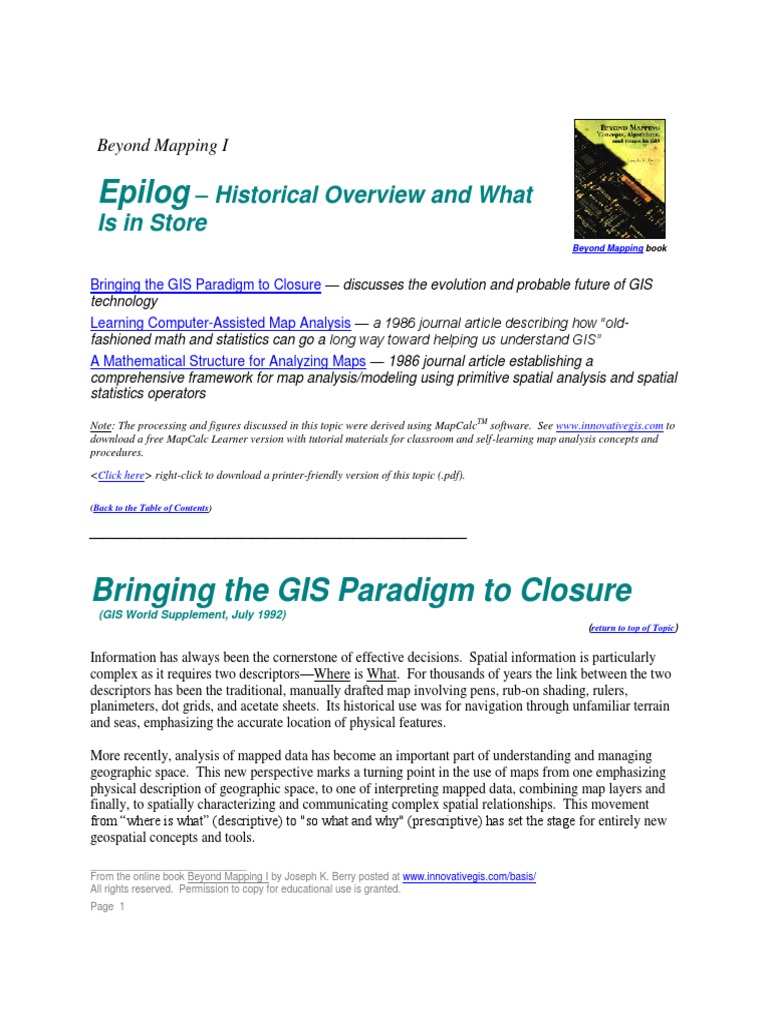 Bringing the GIS Paradigm to Closure: Tracing the Evolution of ...
