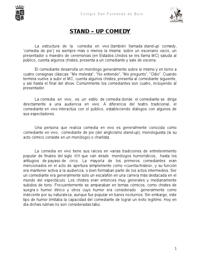 Guía 1° Stand up comedy | PDF