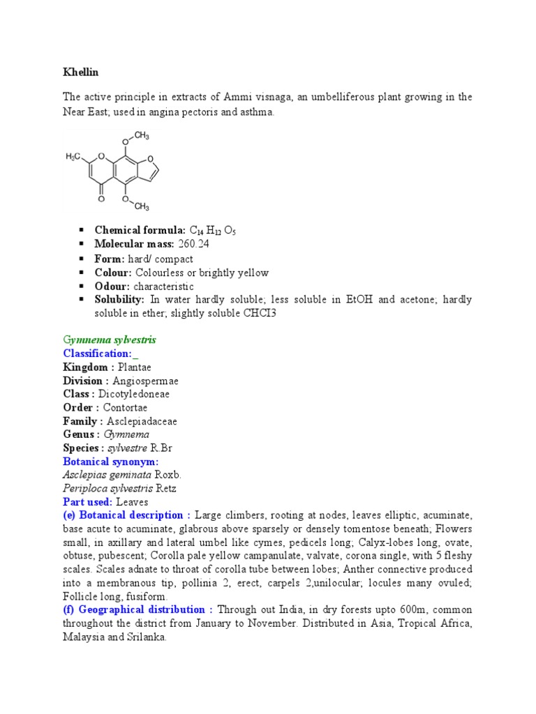 Khellin: Gymnema Sylvestris | PDF | Insulin | Diabetes