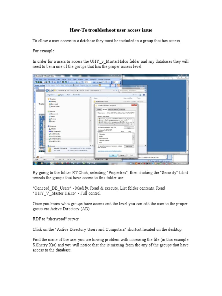 How-To Troupbleshoot User Access | PDF | Computers