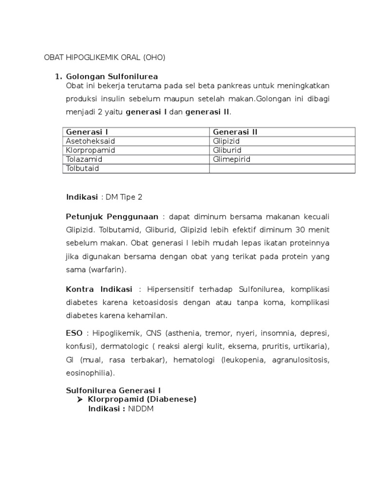 Obat OHO DM | PDF