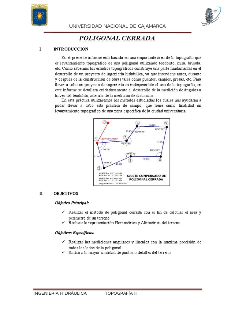 Topografia 2 Informe de Poligonal Cerrada[2] | Acimut | Topografía
