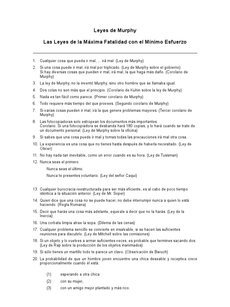 Leyes de Murphy | PDF | Naturaleza