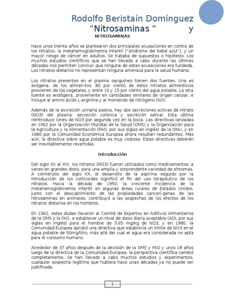 Nitrosaminas | PDF | Nitrito | Cáncer
