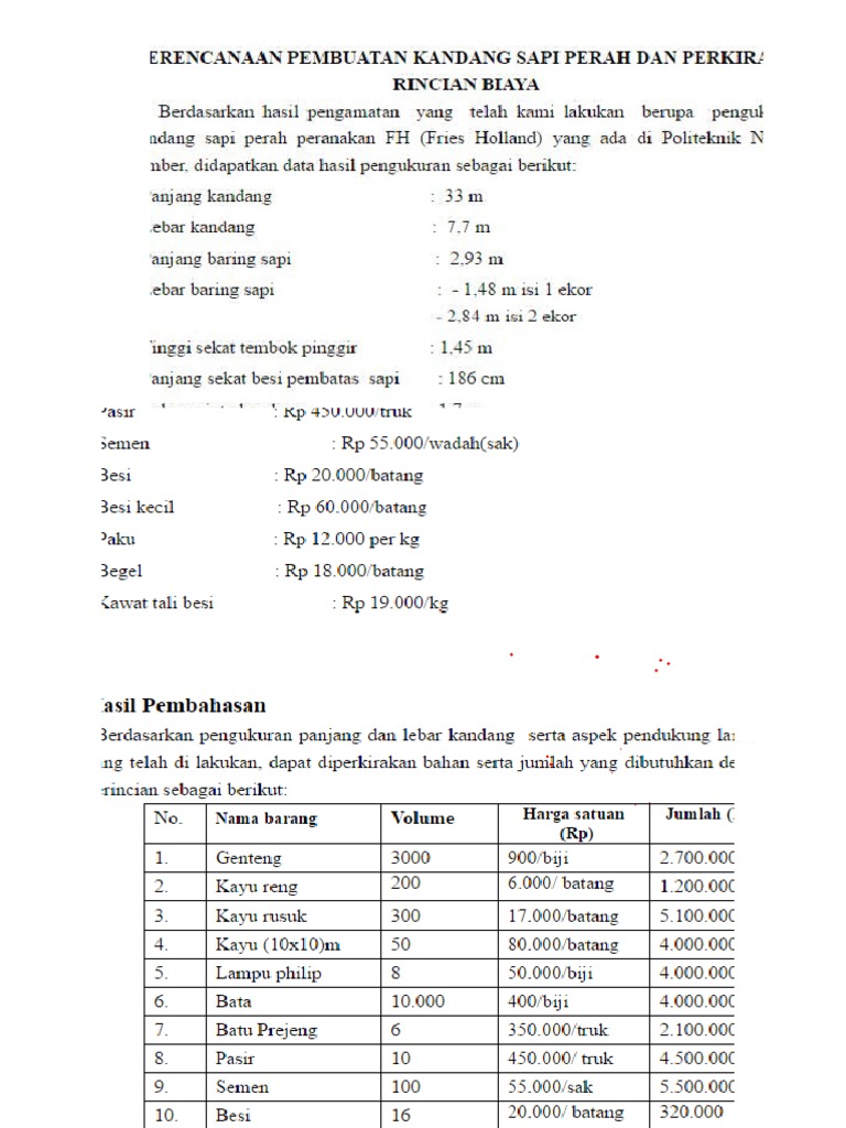 RAB Kandang Sapi | PDF
