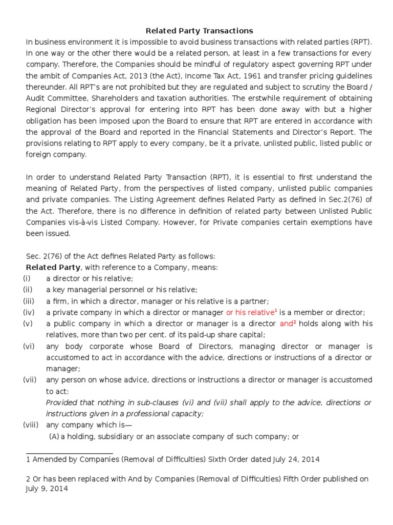 Understanding Related Party Transactions | PDF | Board Of Directors ...