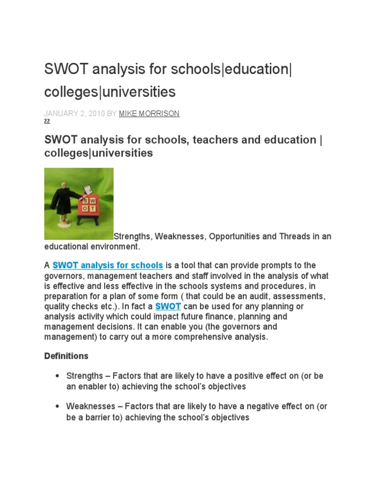 Effective SWOT Analysis for Schools | PDF | Swot Analysis | Business