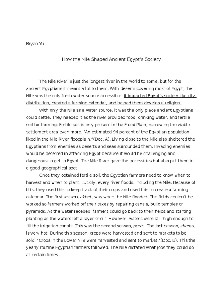How The Nile River Shaped Ancient Egypt's Society | PDF | Nile ...