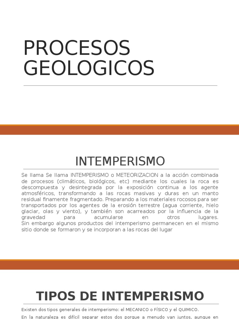 Procesos Geologicos Presentacion | PDF | Meteorización | Roca (geología)