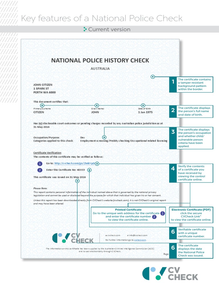Key Features of A National Police Check - CV Check | PDF | Public Key ...