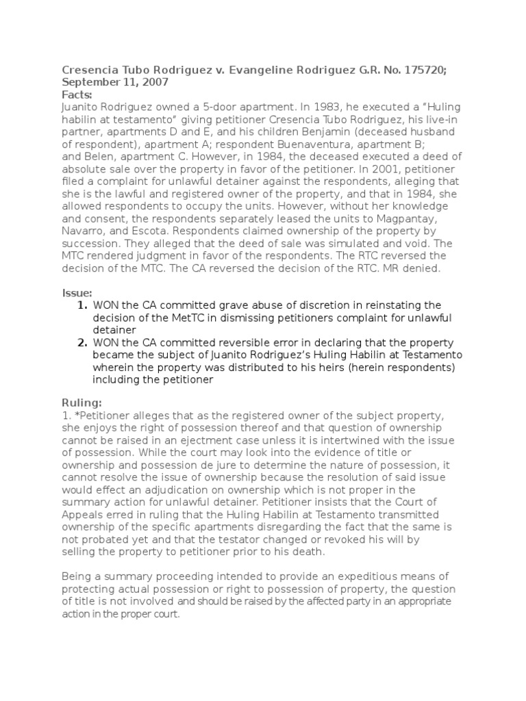 Rodriguez v. Rodriguez | PDF | Ownership | Will And Testament