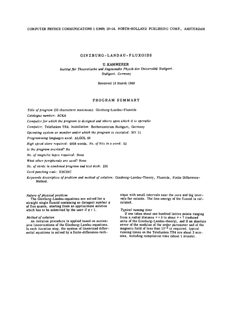 Computer Physics Communications 1 (1969 10-14. North-Holland Publishing ...