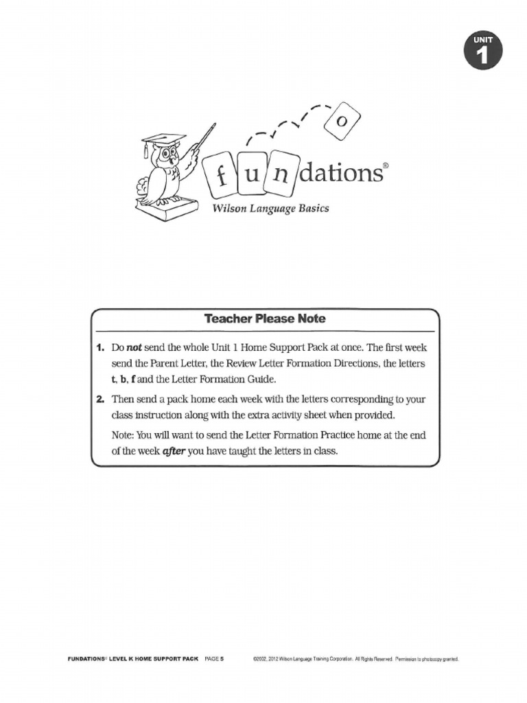 Kindergarten Fundations Unit 1 PDF | PDF
