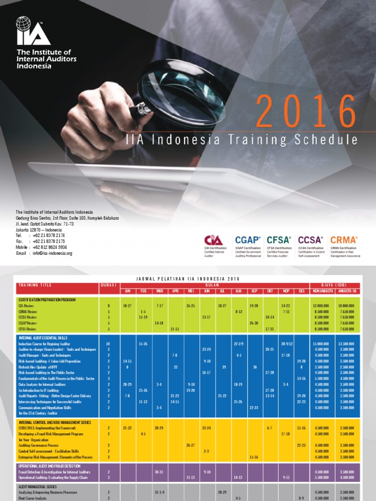 IIA Indonesia Training Schedule 2016 | PDF