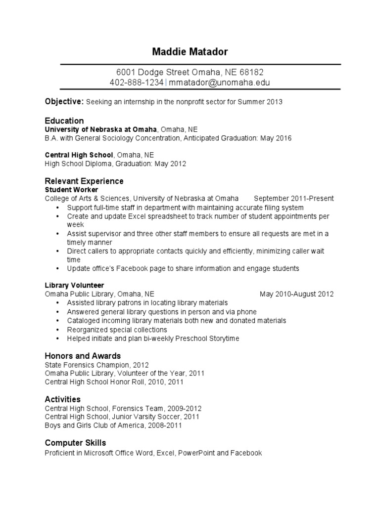 First Year Resume | PDF