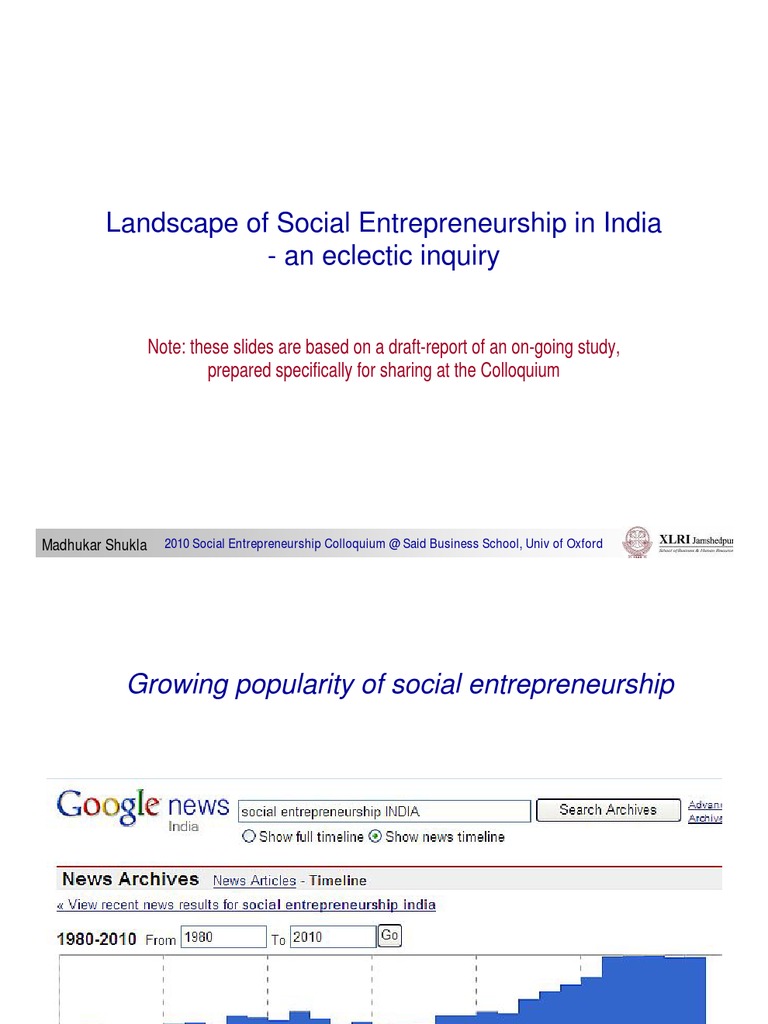 Landscape of Social Entrepreneurship in India - Madhukar Shukla | PDF | Social Entrepreneurship ...