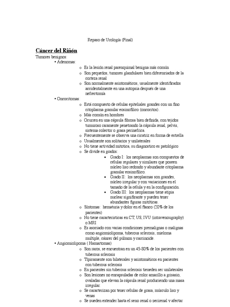 Repaso Examen Final Uro PDF | PDF | Ciencia y matemáticas