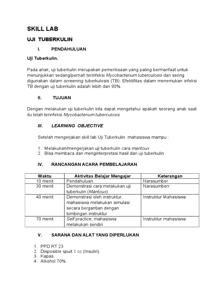 SKILL LAB (Uji Tuberkulin) Blok 16 | PDF | Kesehatan Holistik | Sains & Matematika