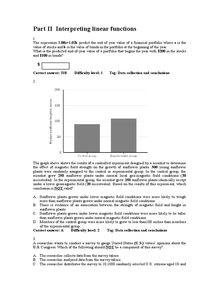 Interpreting Linear Functions Pdf Scientific Control Experiment