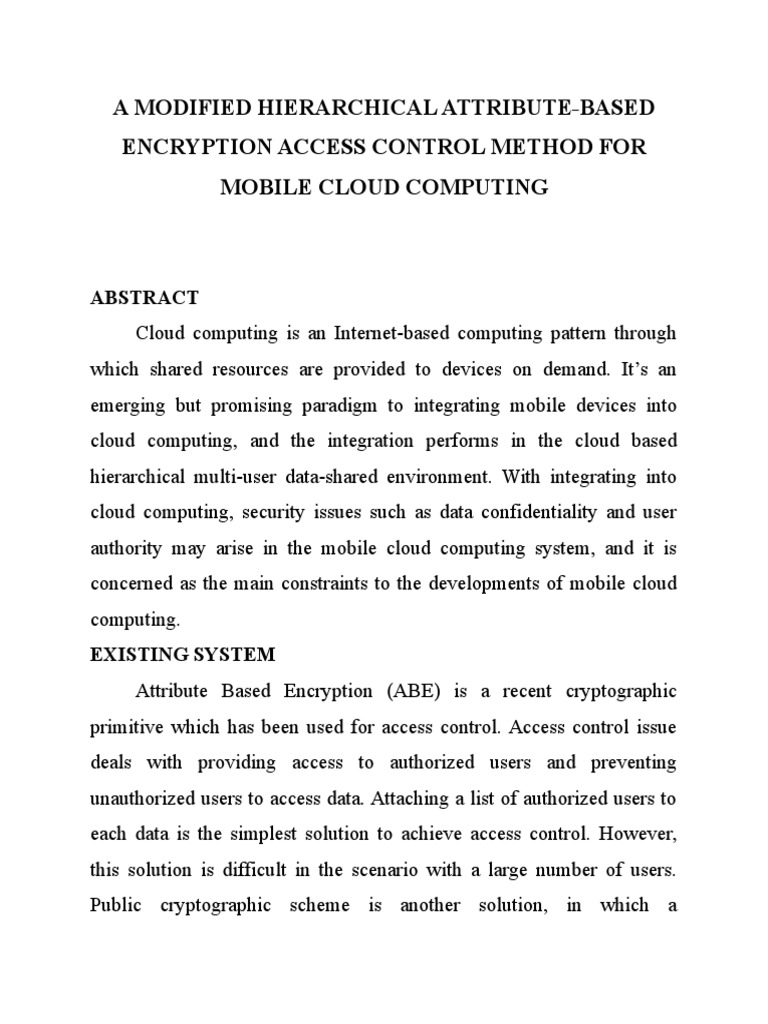 A Modified Hierarchical Attribute-Based Encryption Access Control Method For Mobile Cloud ...