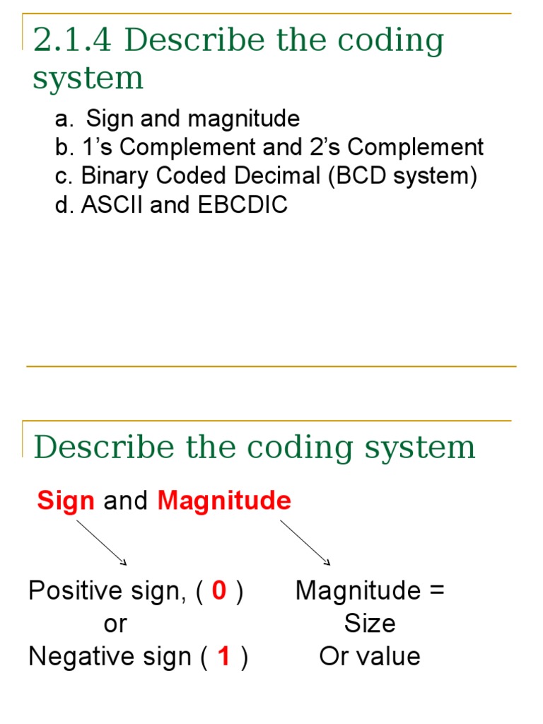 2.1.4 The Coding System | PDF | Binary Coded Decimal | Ebcdic