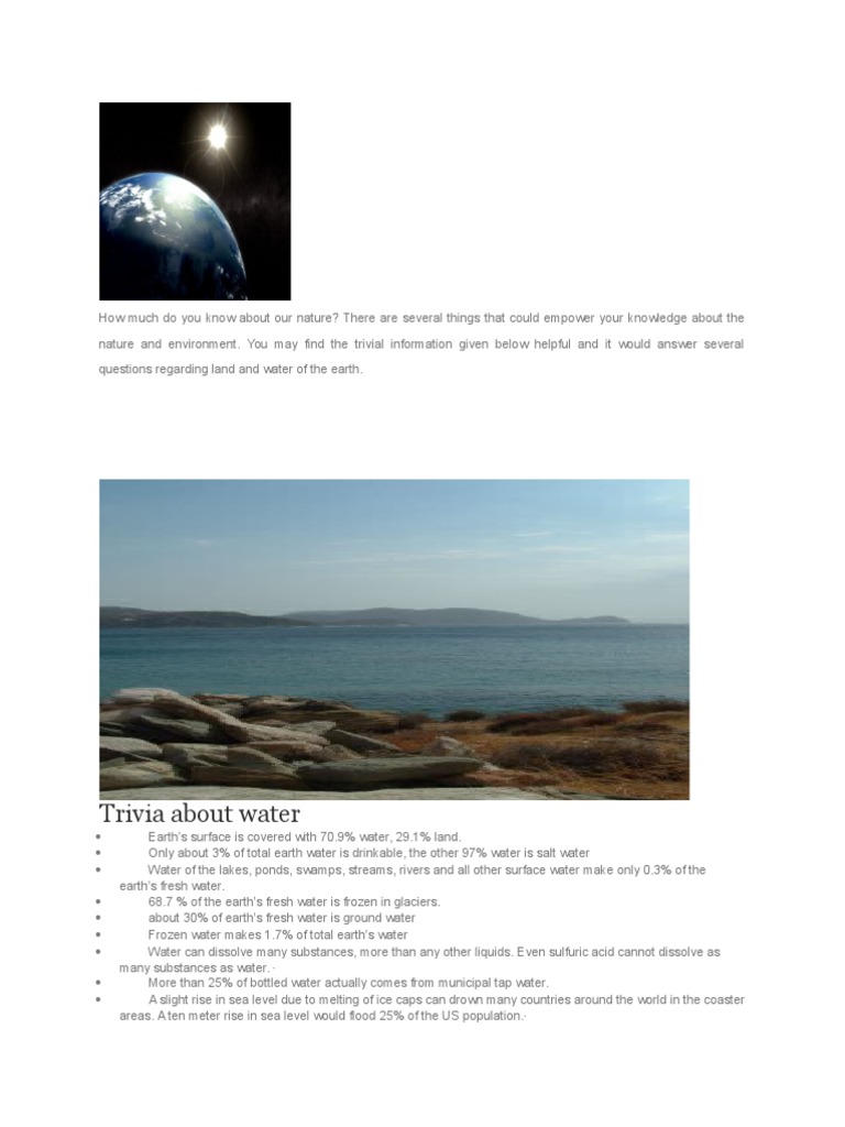 Trivia About Water | PDF | Nature | Energy And Resource
