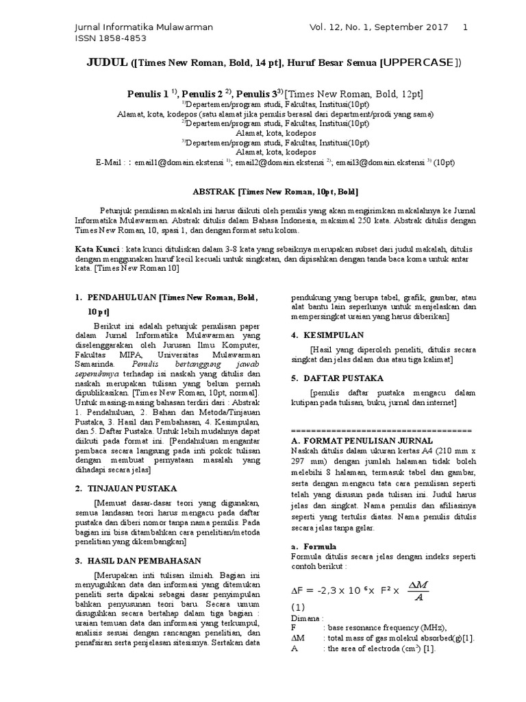 Template Jurnal Informatika Mulawarman | PDF