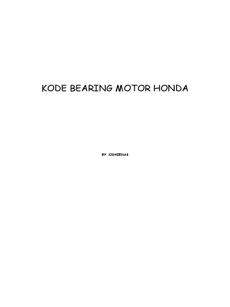 Kode Bearing Motor Honda | PDF | Honda