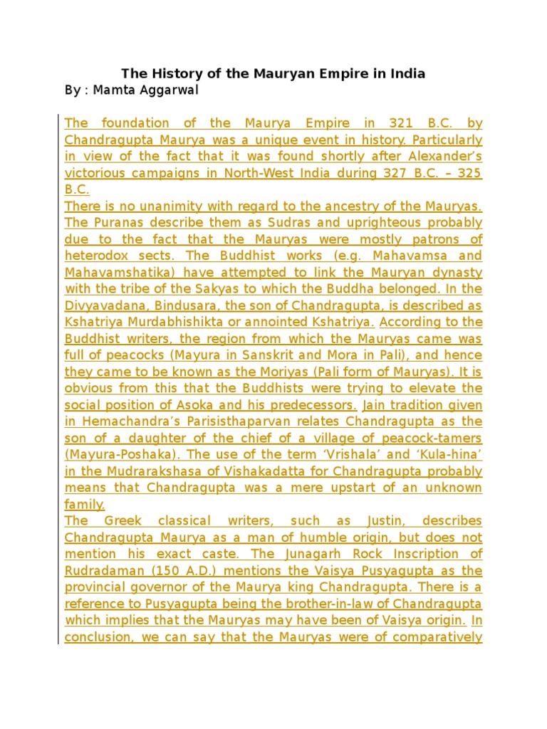 History of the Mauryan Empire | PDF | Ashoka | Religion And Belief