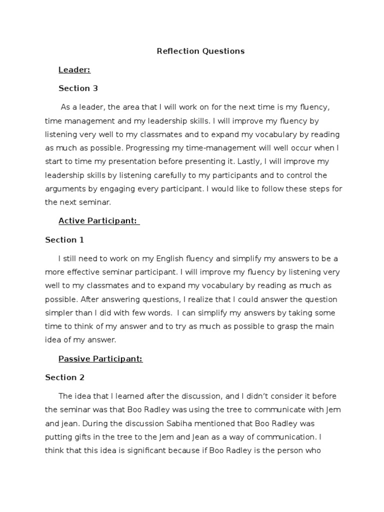 Reflection Questions Leader: Section 3 | PDF | Vocabulary ...