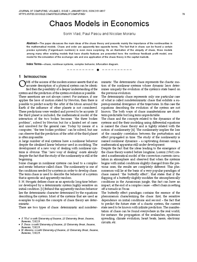 Chaos Models in Economics | PDF | Chaos Theory | Nonlinear System