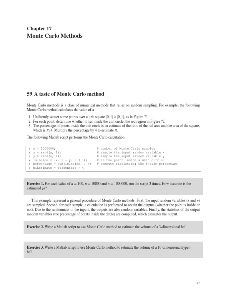 Monte Carlo Methods PDF | PDF | Monte Carlo Method | Probability ...